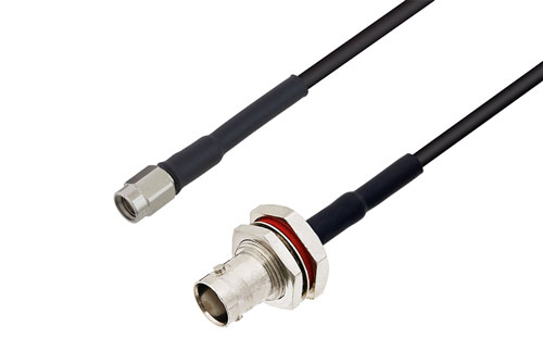 SSMA Male to BNC Female Bulkhead Low Loss Cable Using LMR-100 Coax