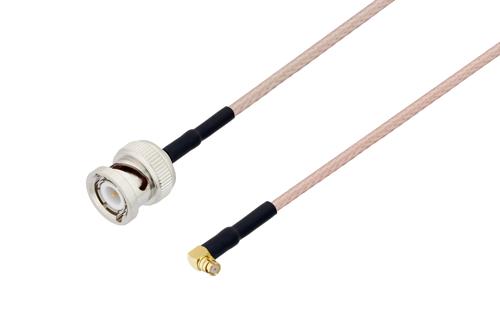 BNC Male to Push-On SMP Female Right Angle Cable Using RG316 Coax with HeatShrink, LF Solder