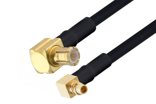 MMCX Plug Right Angle to MCX Plug Right Angle Cable Using PE-SR405FLJ Coax