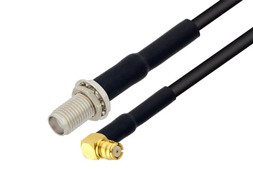 Push-On SMP Female Right Angle to SMA Female Bulkhead Low Loss Cable ...