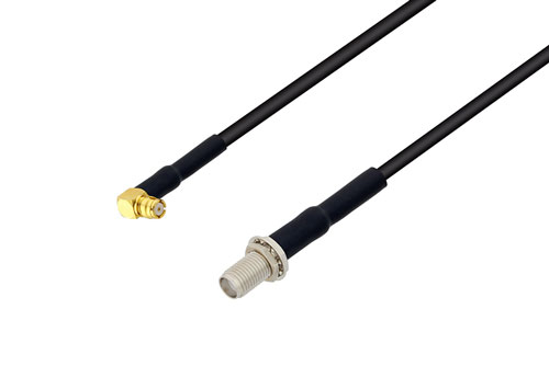 Push-On SMP Female Right Angle to SMA Female Bulkhead Low Loss Cable ...
