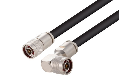 N Male to N Male Right Angle Cable Using RG214 Coax