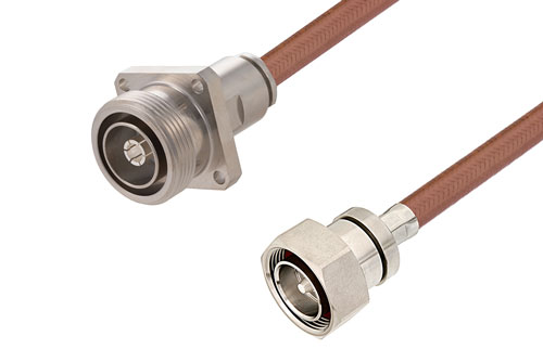 7/16 DIN Male to 7/16 DIN Female 4 Hole Flange Cable Using RG393 Coax