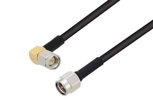 SMA Male to SMA Male Right Angle Cable Using PE-SR402FLJ Coax with ...