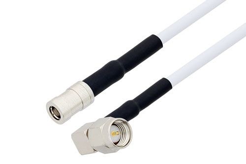 SMA Male Right Angle to SMB Plug Cable Using RG188-DS Coax with HeatShrink