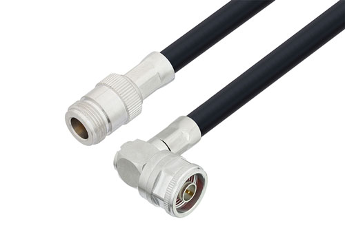 N Male Right Angle to N Female Low Loss Cable Using LMR-400-DB Coax