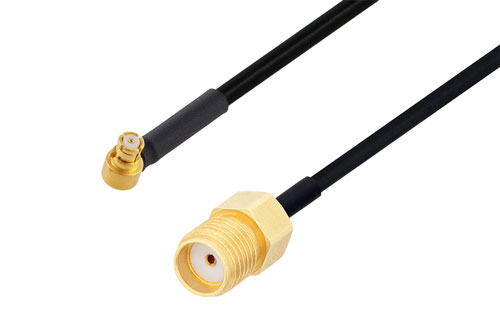 SMP Female Right Angle to SMA Female Cable Using PE-SR405FLJ Coax with HeatShrink