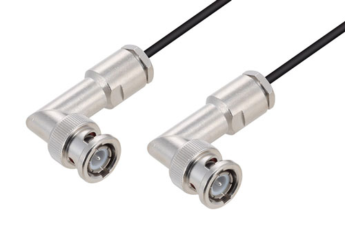 BNC Male Right Angle to BNC Male Right Angle Cable 12 Inch Length Using RG174 Coax