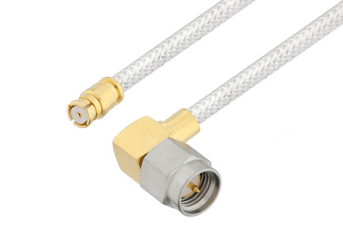 SMP Female to SMA Male Right Angle Cable Using PE-SR405FL Coax