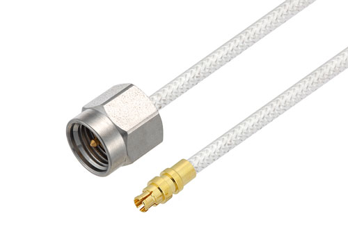 Mini SMP Female to SMA Male Cable Using PE-SR405FL Coax
