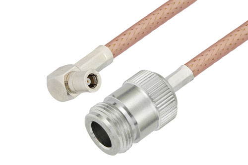N Female to SMB Plug Right Angle Low Loss Cable Using PE-P195 Coax