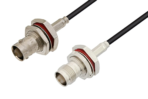 BNC Female Bulkhead to TNC Female Bulkhead Cable Using RG174 Coax