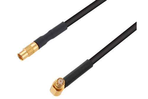 SMP Female Right Angle to MMCX Jack Cable Using PE-SR405FLJ Coax