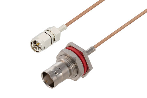 SMA Male to BNC Female Bulkhead Cable Using RG178 Coax