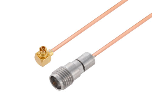 Mini SMP Female Right Angle to 2.92mm Female Cable Using PE-047SR Coax
