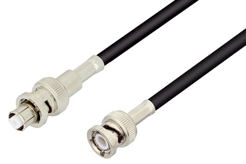 SHV Plug to BNC Male Cable Using PE-C195 Coax , LF Solder In 12 Inch Length