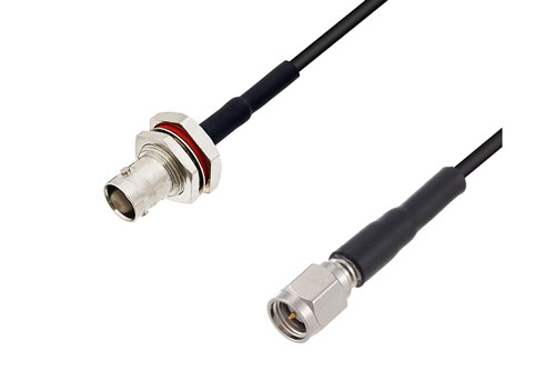 BNC Female Bulkhead to SMA Male Low Loss Cable Using LMR-100 Coax