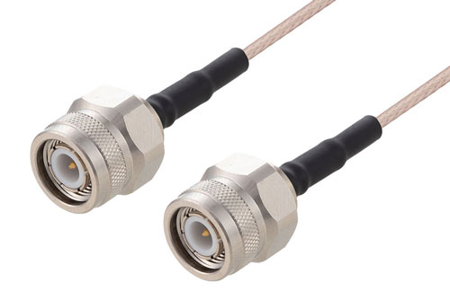 TNC Male to TNC Male Cable 12 Inch Length Using RG316 Coax , LF Solder