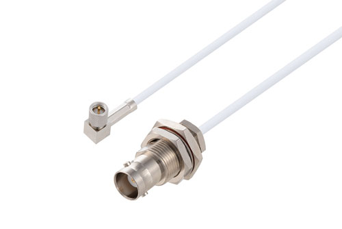 10-32 Male Right Angle to BNC Female Bulkhead Cable Using RG188-DS Coax