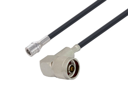 QMA Male to N Male Right Angle Low Loss Cable Using LMR-195 Coax
