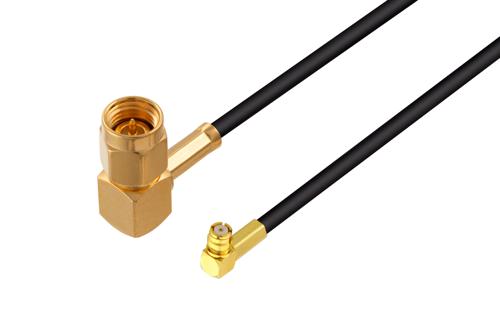 SMA Male Right Angle to Push-On SMP Female Right Angle Low Loss Cable Using LMR-100 Coax