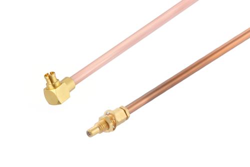 Mini SMP Female Right Angle to SSMC Jack Bulkhead Cable Using RG405 Coax