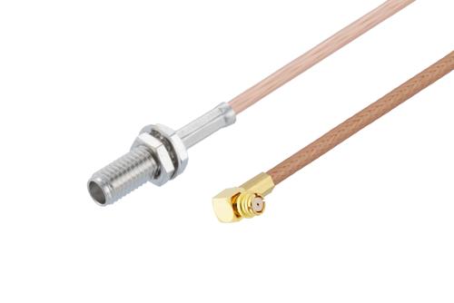 SMP Female Right Angle to SSMA Female Bulkhead Cable Using RG178 Coax