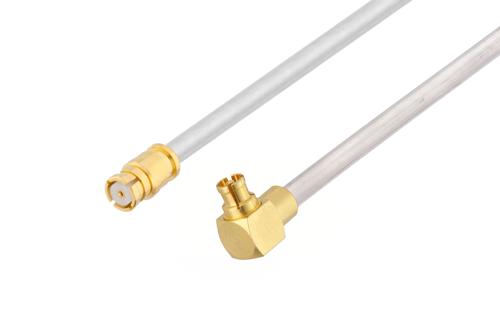 Mini SMP Female Right Angle to SMP Female Cable Using Tinned RG405 Coax