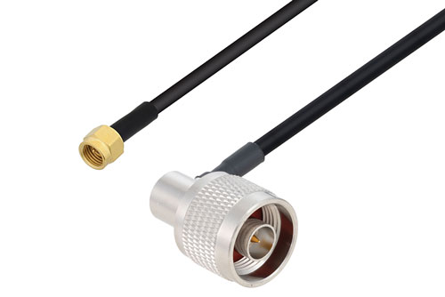 2.92mm Male to N Male Right Angle Cable 6 Inch Length Using PE-SR402FLJ ...