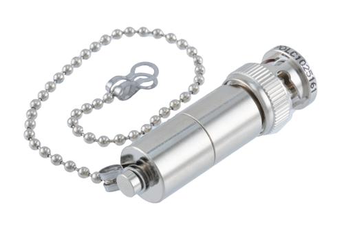 78 Ohm 3-Slot TRB Plug 1553 Terminator, 6 Inch Stainless Beaded Chain