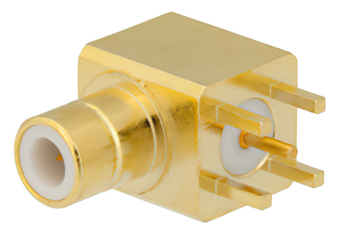 75 Ohm SMB Jack Right Angle Connector Solder Attachment Thru Hole PCB, .200 inch x .067 inch ...