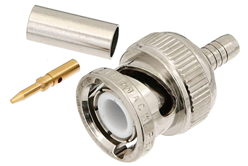 BNC Male Connector Crimp/Solder Attachment for RG58 Plenum, RG122, RG58-P