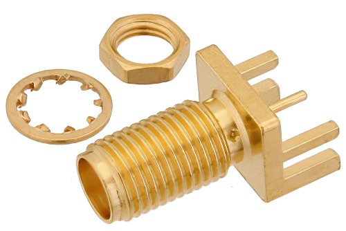 SMA Female Bulkhead Mount Connector Solder Attachment .062 inch End ...