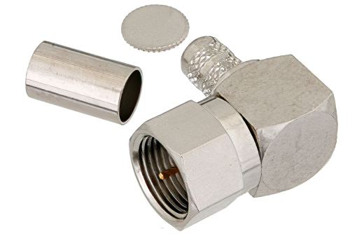 75 Ohm F Male Right Angle Connector Crimp/Solder Attachment for RG59B/U ...