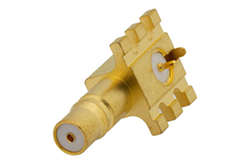 QMA Female Right Angle Connector Solder Attachment Surface Mount PCB