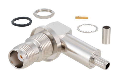 TNC Female Right Angle Bulkhead Mount Connector Crimp/Solder Attachment for PE-C200, LMR-200 ...