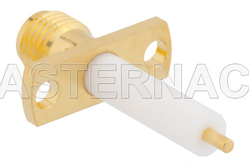 SMA Female Connector Solder Attachment 2 Hole Flange Mount Stub Terminal