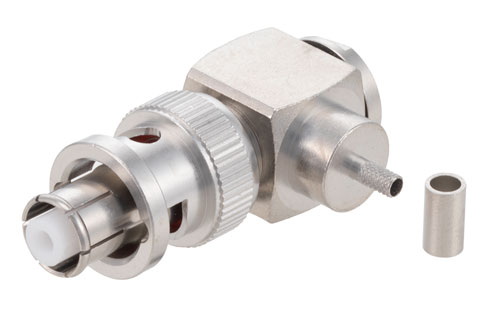 SHV plug crimp right angle for RG174,RG188,RG316