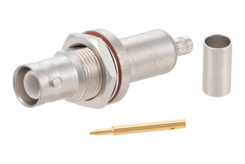 SHV jack crimp bulkheads, IP67 mated, for RG142,RG400