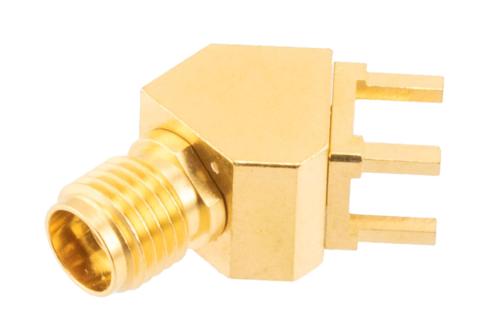 2.92mm Female PCB Mount Connector, 45 Degree angle with round contact 0 ...