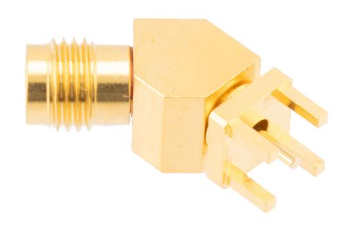 2.4mm Female PCB Mount Connector, 45 Degree angle with round contact 0.04 inches diameter, 50GHz ...