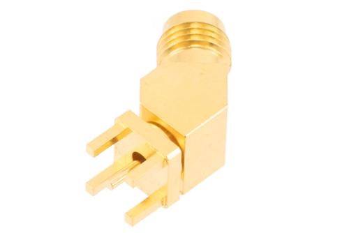 2.4mm Female PCB Mount Connector, 45 Degree angle with round contact 0.04 inches diameter, 50GHz ...