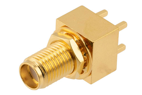 SMA Female Bulkhead Mount Commercial Grade Connector Solder Attachment Thru Hole PCB, .200 inch ...