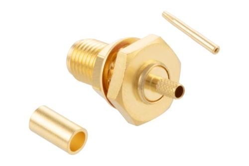 SMA Female Bulkhead Connector Crimp Attachment For LMR-100A, PE-B100 ...