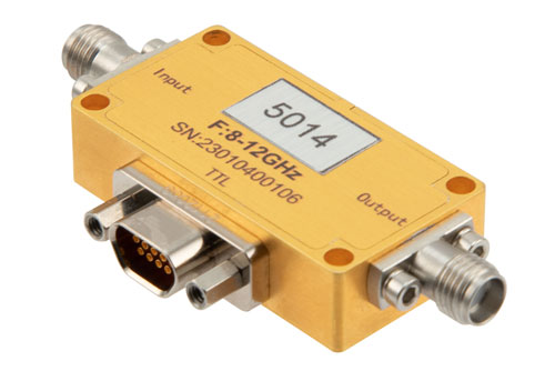 8 GHz to 12 GHz Absorptive Digital Step Attenuator, 63 dB, 6 Bits, 1 dB Step Size, Field ...
