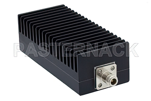 6 dB Fixed Attenuator, N Male to N Female Black Anodized Aluminum Heatsink Body Rated to 100 ...