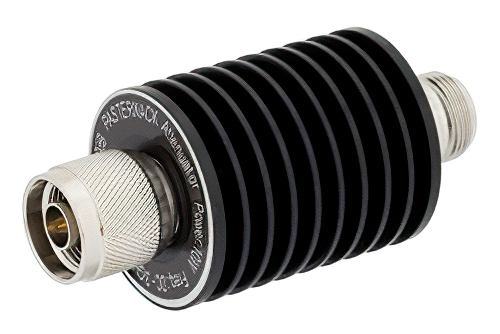 30 dB Fixed Attenuator, N Male to N Female Black Anodized Aluminum Heatsink Body Rated to 10 ...