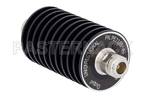 40 dB Fixed Attenuator, N Male to N Female Unidirectional Black ...