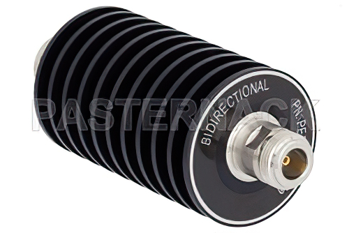 30 dB Fixed Attenuator, N Male to N Female Black Anodized Aluminum Heatsink Body Rated to 50 ...