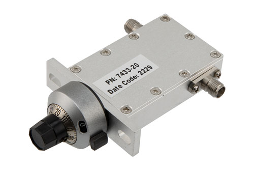 0 to 20 dB Variable Attenuator, SMA Female to SMA Female Rated to 5 Watts from 7 GHz to 10 GHz